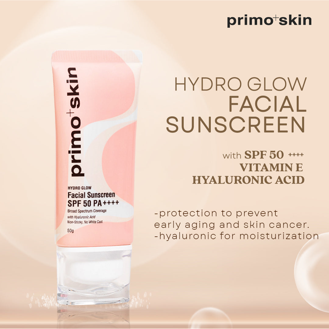 Primo+Skin Hydro Glow Facial Sunscreen (SPF 50 PA++++) w/ Hyaluronic A